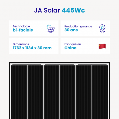 Panneau solaire JA Solar 430W Bi-Facial - Mon Kit Solaire